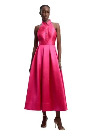 Karen Millen Collared Maxi Dress - Fuchsia