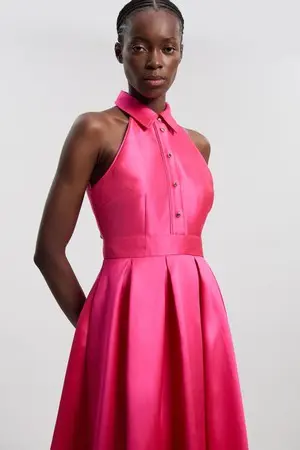 Karen Millen Collared Maxi Dress - Fuchsia
