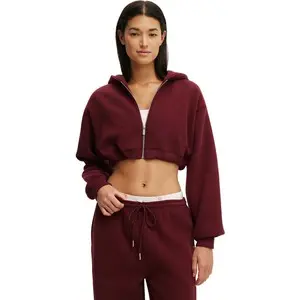 Cotton:on Active Plush Micro Cropped Zip Through - Gingerberry