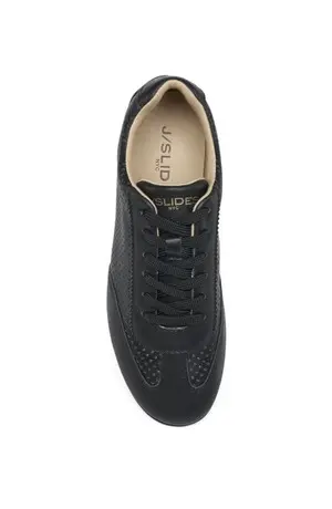 J/SLIDES NYC Mary Perforated Leather Sneakers - Black