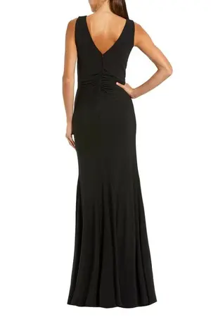 Mac Duggal Sleeveless Jersey Gown With 3d Floral Detail