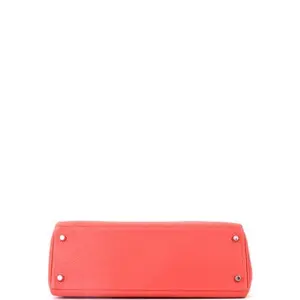 Hermès Kelly Handbag Clemence With Palladium Hardware 32 - Red