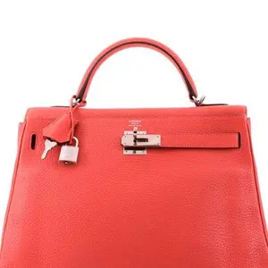 Hermès Kelly Handbag Clemence With Palladium Hardware 32 - Red