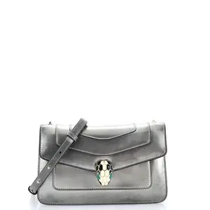 BVLGARI Serpenti Forever Shoulder Bag Metallic Leather Small