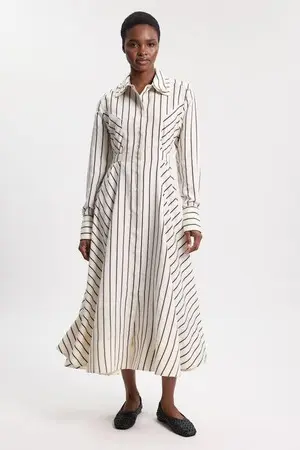 Karen Millen Stripe Midi Dress - Mono