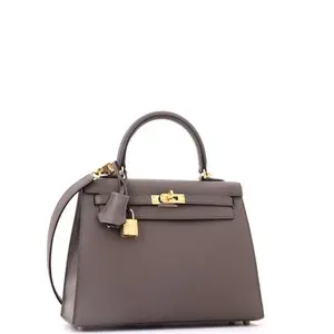 Hermès Kelly Handbag Epsom With Gold Hardware 25 - Grey