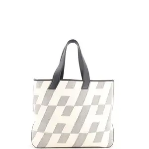 Hermès Cabas H En Biais Tote Canvas With Leather 40