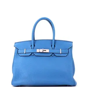Hermès Birkin Handbag Clemence With Palladium Hardware 30 - Blue