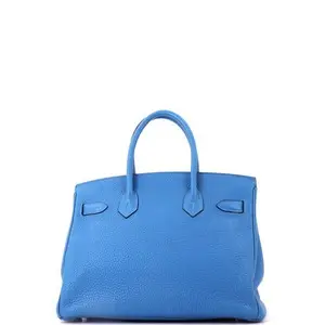 Hermès Birkin Handbag Clemence With Palladium Hardware 30 - Blue