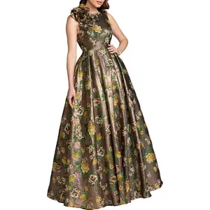 Mac Duggal Sleeveless Brocade Ballgown With 3d Flower