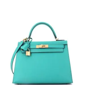 Hermès Kelly Handbag Epsom With Gold Hardware 28 - Blue