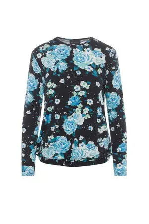 Mcm Maternity Bubble Hem Long Sleeve Tee - Black/blue
