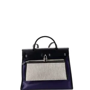 Hermès Herbag Zip Berline Vache Canvas And Leather 31