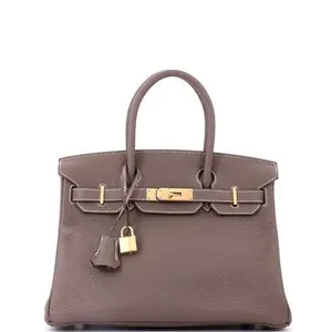 Hermès Birkin Handbag Clemence With Gold Hardware 30 - Grey
