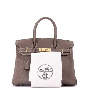 Hermès Birkin Handbag Clemence With Gold Hardware 30