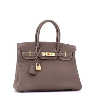 Hermès Birkin Handbag Clemence With Gold Hardware 30