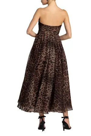 Mac Duggal Strapless A-line Chiffon Midi Dress