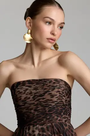 Mac Duggal Strapless A-line Chiffon Midi Dress