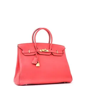 Hermès Birkin Handbag Pink Clemence With Gold Hardware 35
