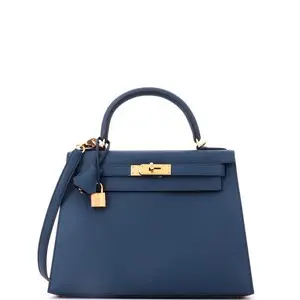 Hermès Kelly Handbag Epsom With Gold Hardware 28 - Blue
