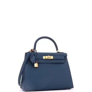 Hermès Kelly Handbag Epsom With Gold Hardware 28 - Blue