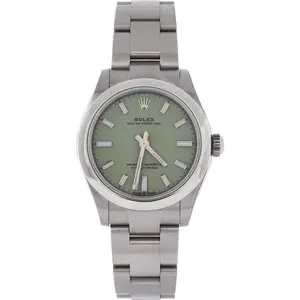 ROLEX Oyster Perpetual Pistachio Green Automatic Watch Stainless Steel 31 - Metallic Silver