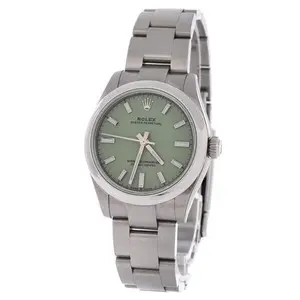ROLEX Oyster Perpetual Pistachio Green Automatic Watch Stainless Steel 31