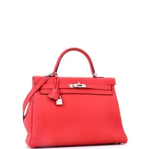 Hermès Kelly Handbag Togo With Palladium Hardware 35 - Red