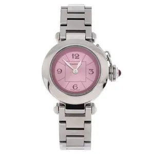 CARTIER Miss Pasha Pink Dial Quartz Watch Stainless Steel 27 - Metallic Silver