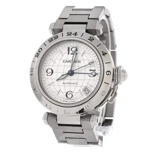 CARTIER Pasha C Gmt Automatic Watch Stainless Steel 35