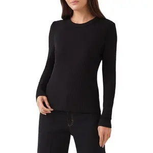 Karen Kane Ribbed Long Sleeve Top - Black