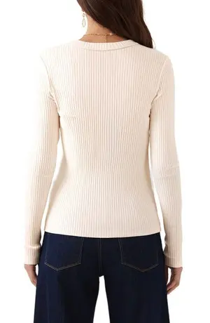 Karen Kane Ribbed Long Sleeve Top - Cream