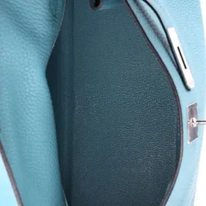 Hermès Kelly Handbag Clemence With Palladium Hardware 28 - Blue