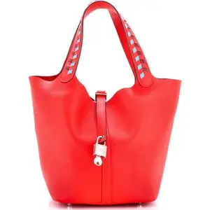 Hermès Picotin Lock Bag Tressage Epsom Mm - Red