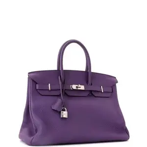 Hermès Birkin Handbag Purple Clemence With Palladium Hardware 35