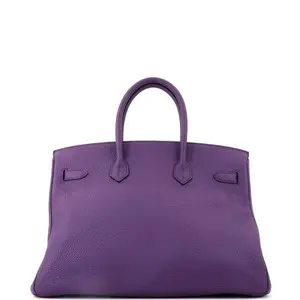 Hermès Birkin Handbag Purple Clemence With Palladium Hardware 35