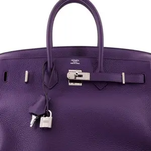 Hermès Birkin Handbag Purple Clemence With Palladium Hardware 35