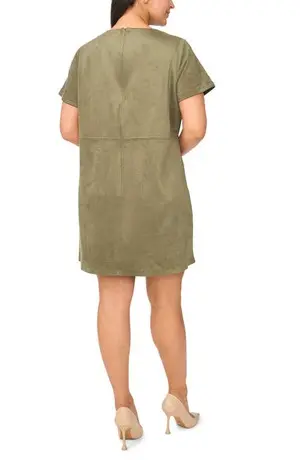 Vince Camuto Faux Suede Paneled Shift Minidress
