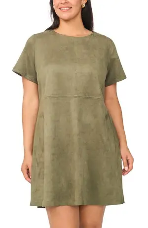 Vince Camuto Faux Suede Paneled Shift Minidress