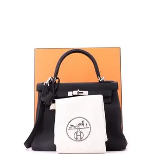 Hermès Kelly Handbag Togo With Palladium Hardware 28 - Black