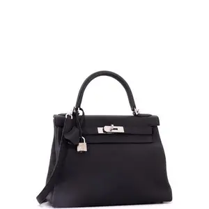 Hermès Kelly Handbag Togo With Palladium Hardware 28 - Black