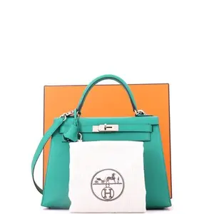 Hermès Kelly Handbag Epsom With Palladium Hardware 28 - Green