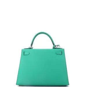 Hermès Kelly Handbag Epsom With Palladium Hardware 28 - Green