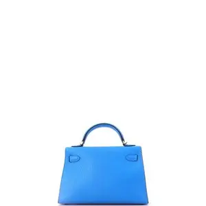 Hermès Kelly Mini Ii Bag Chevre Mysore With Gold Hardware 20 - Blue