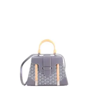 Goyard Saigon Top Handle Bag Coated Canvas With Leather Pm - Grey
