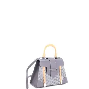 Goyard Saigon Top Handle Bag Coated Canvas With Leather Pm - Grey