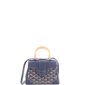 Goyard Saigon Top Handle Bag Coated Canvas With Leather Mini - Blue