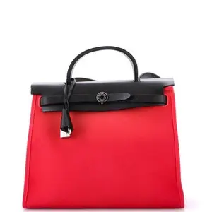Hermès Herbag Zip Leather And Toile 31 - Pink