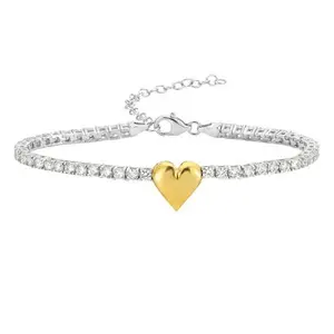SPERO LONDON Sterling Heart Tennis Bracelet With Cubic Zirconia - Silver