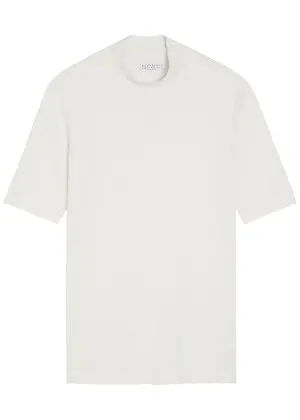 Brunello Cucinelli Turtle-neck Cashmere And Silk-blend Top - White